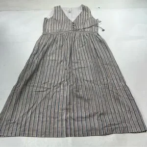 Anokhi | Dresses | Anokhi Womens Beige Blue Striped Midi Dress S L33 ...